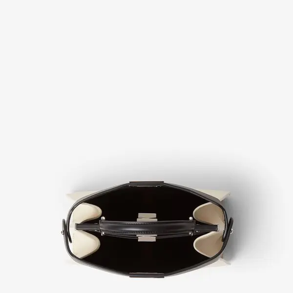 Fendi Peekaboo® Iseeu Small Parchment-colored Leather Bag With Ff Mirrors
